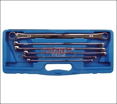 6 Piece Flat Ring Spanner Set Extra Long 10x11-22x24mm 1186-BGS