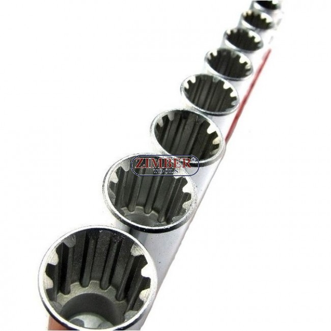 Spline deep socket set 10pc - 41014Q 1/2" - Force, socket set, spline ...