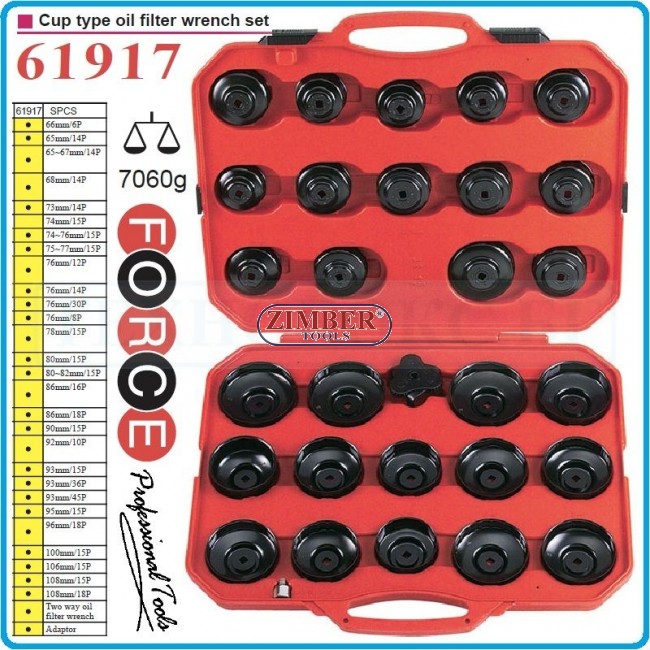 Oil Filter Wrench Set | 30 pcs. - 61917 - FORCE
