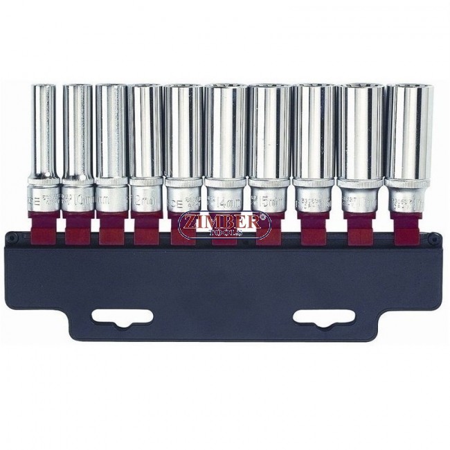 Spline deep socket set 10pc - 41014Q 1/2" - Force, socket set, spline ...